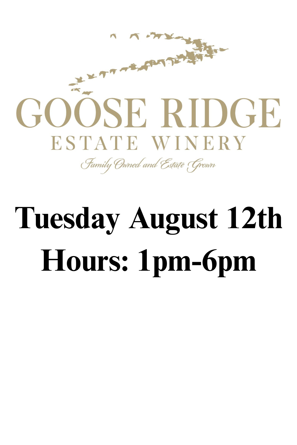 Goose Ridge Vineyards - Event - Opening Late August 12, 2025